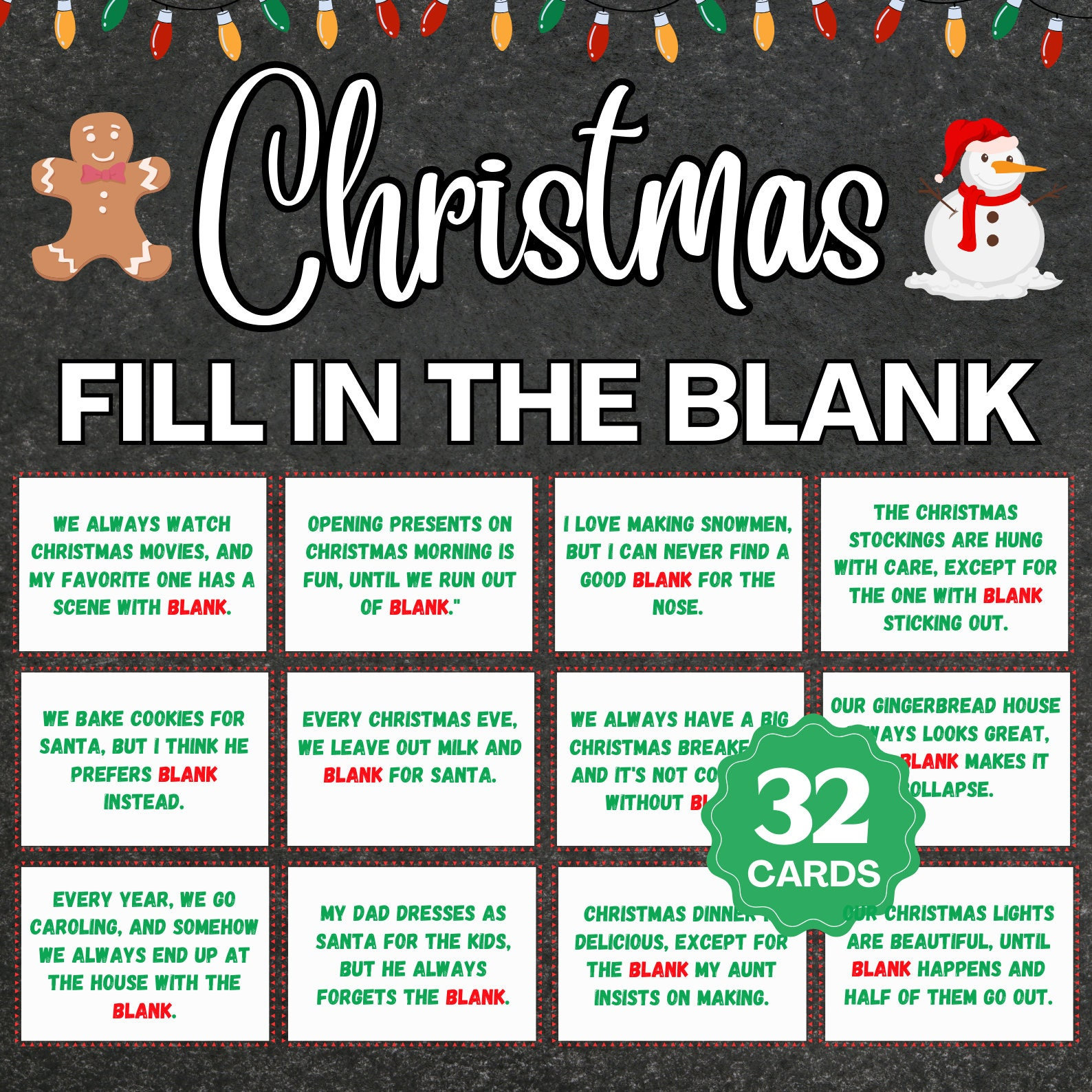 Christmas Trivia | Fill in the Blank Christmas Game | Printable Fill in ...