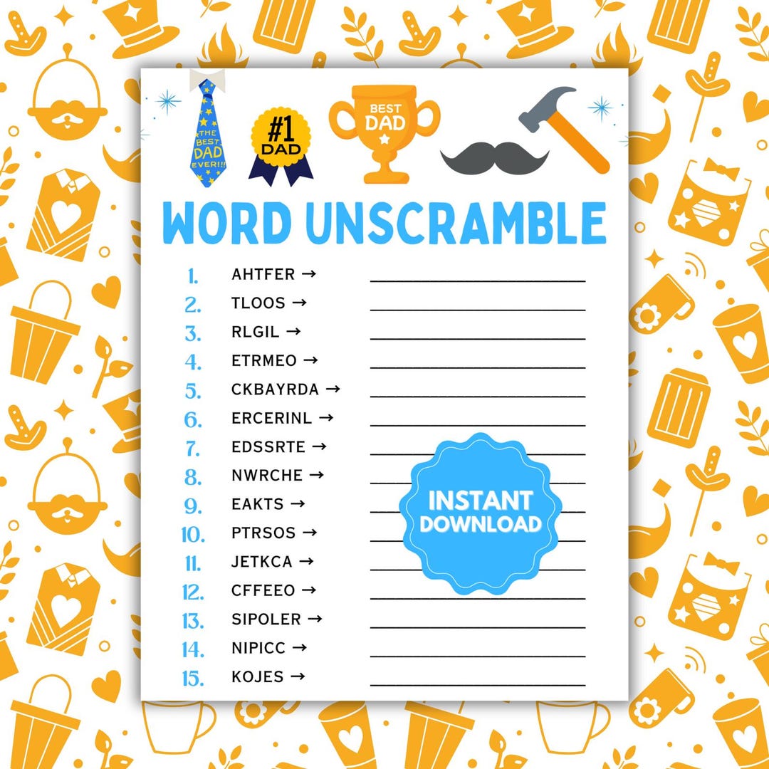 Father's Day Word Unscramble | Fun Father's Day Games | Father's Day ...