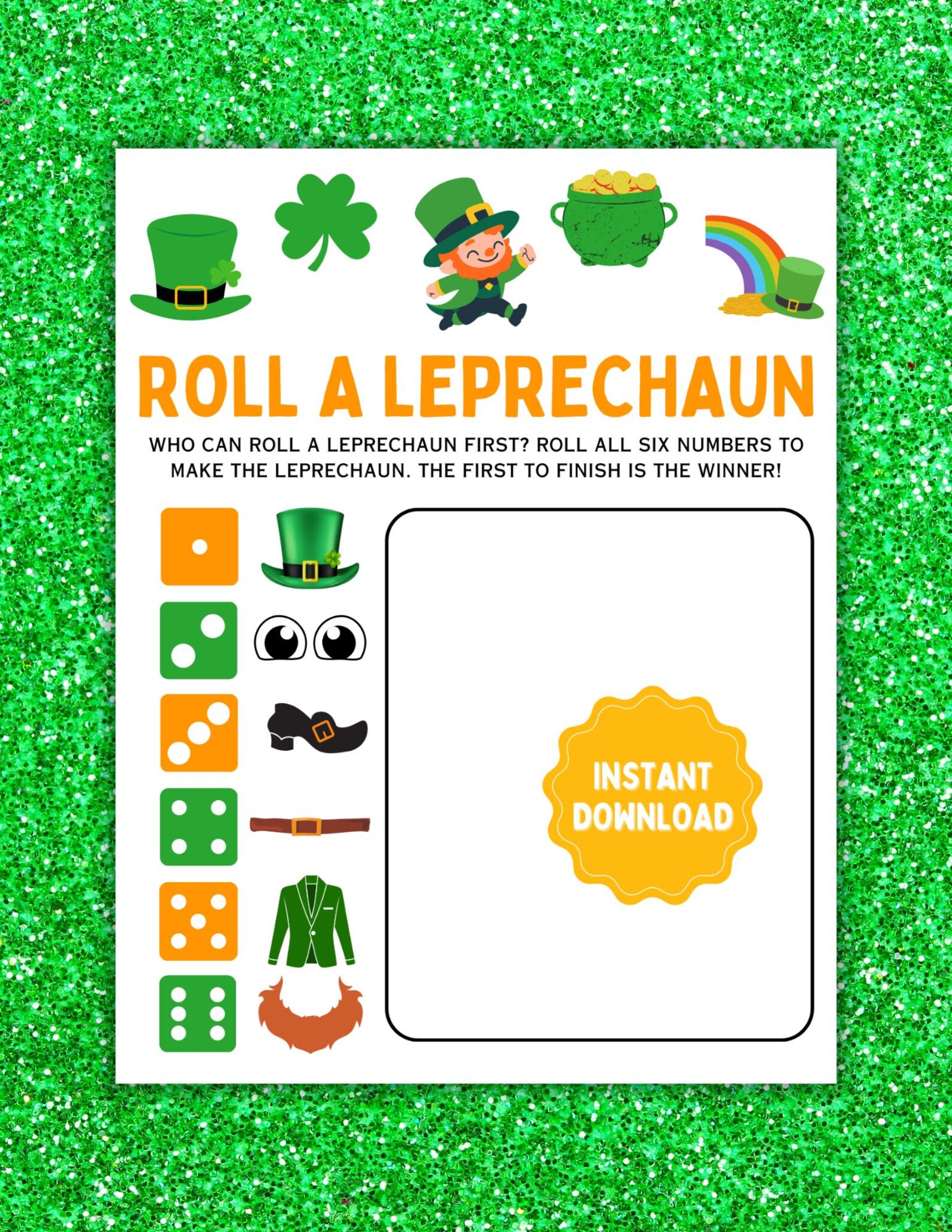 Roll a Leprechaun Game | St. Patrick's Printable Game | St. Paddy's ...