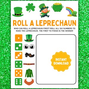 Roll a Leprechaun Game | St. Patrick's Printable Game | St. Paddy's ...