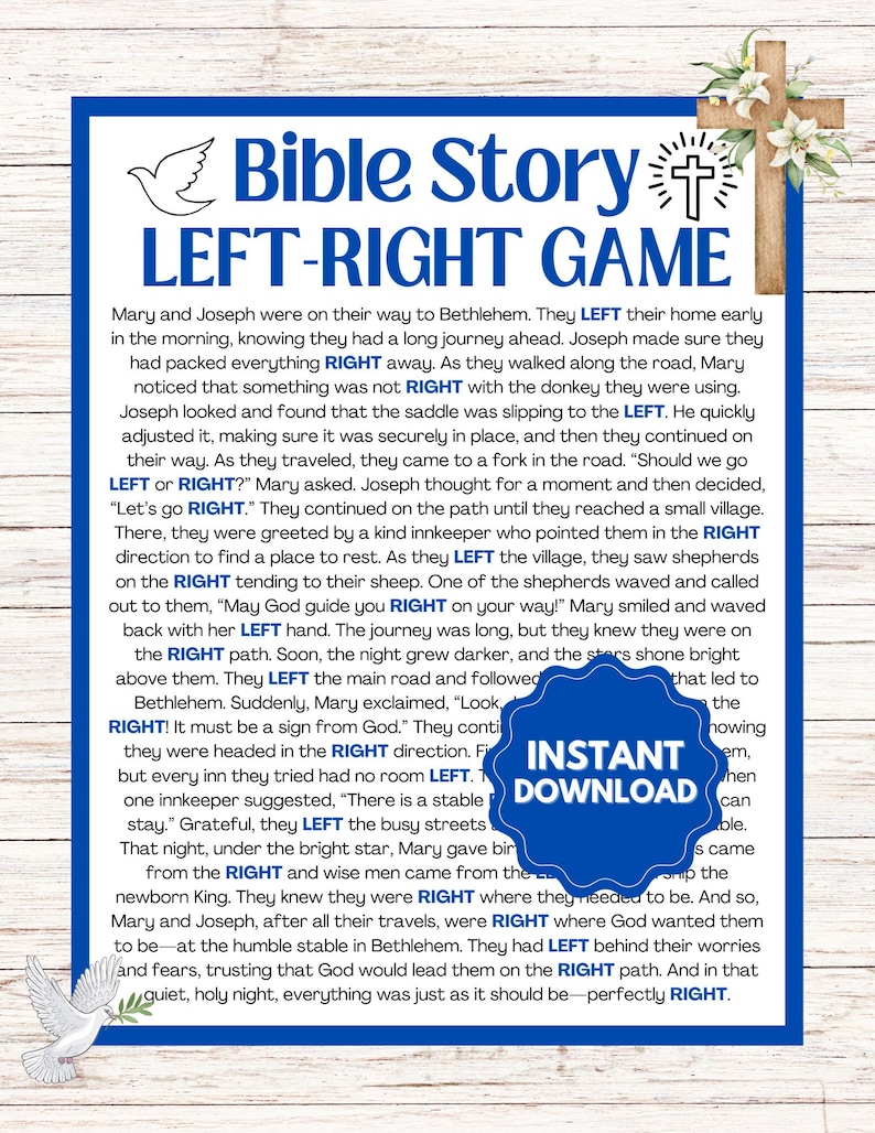 Bible Left Right Game L Sunday School Church Games L Left-right Bible ...