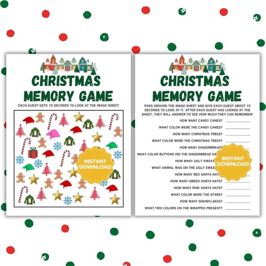Christmas Memory Game Christmas Party Games Christmas Match Game ...