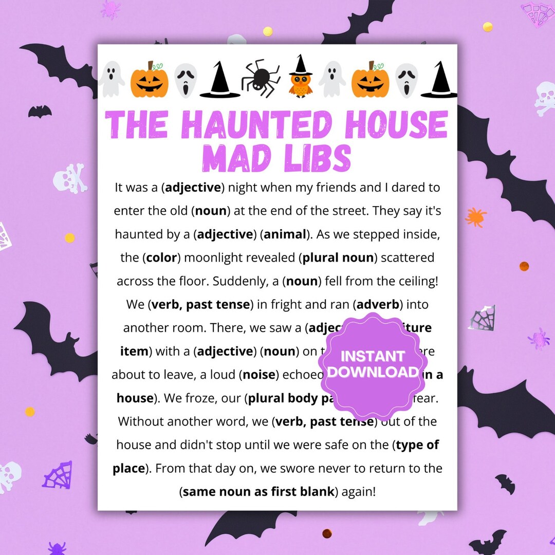 Halloween Mad Libs | Halloween Party Games | Funny Halloween Games ...