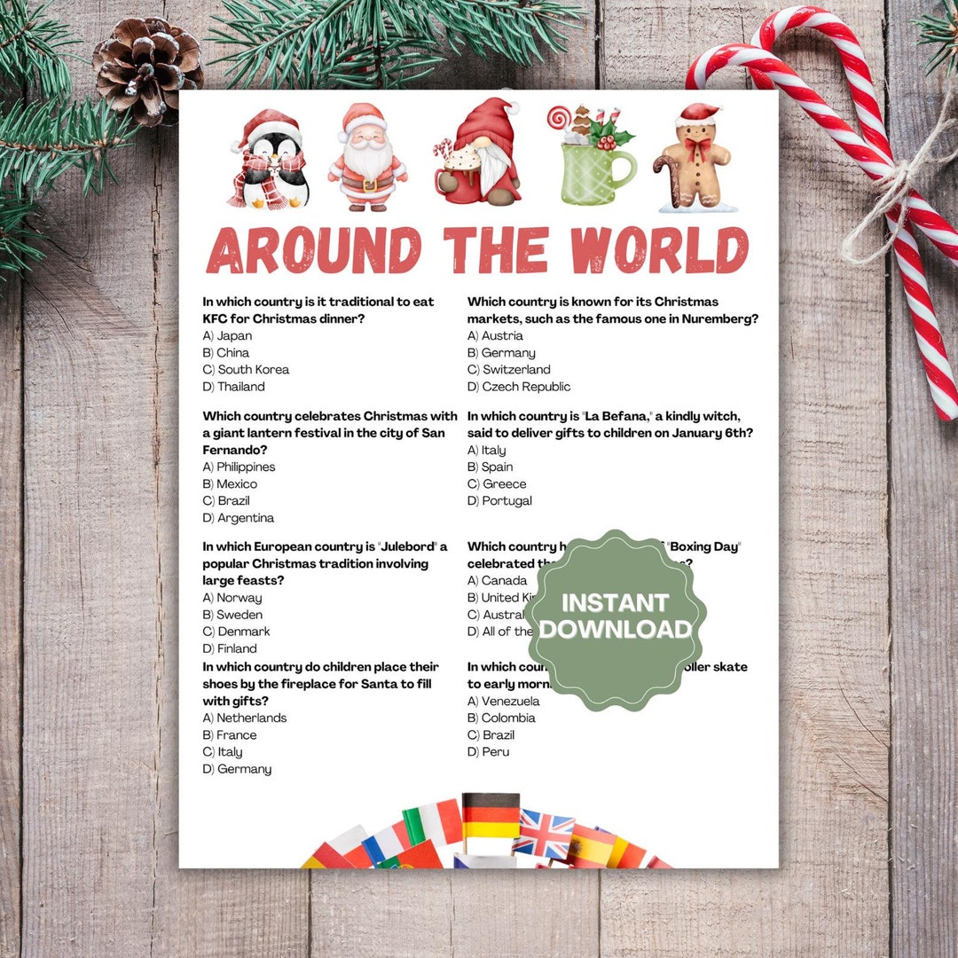 Christmas Around the World Christmas Party Game Christmas Trivia ...