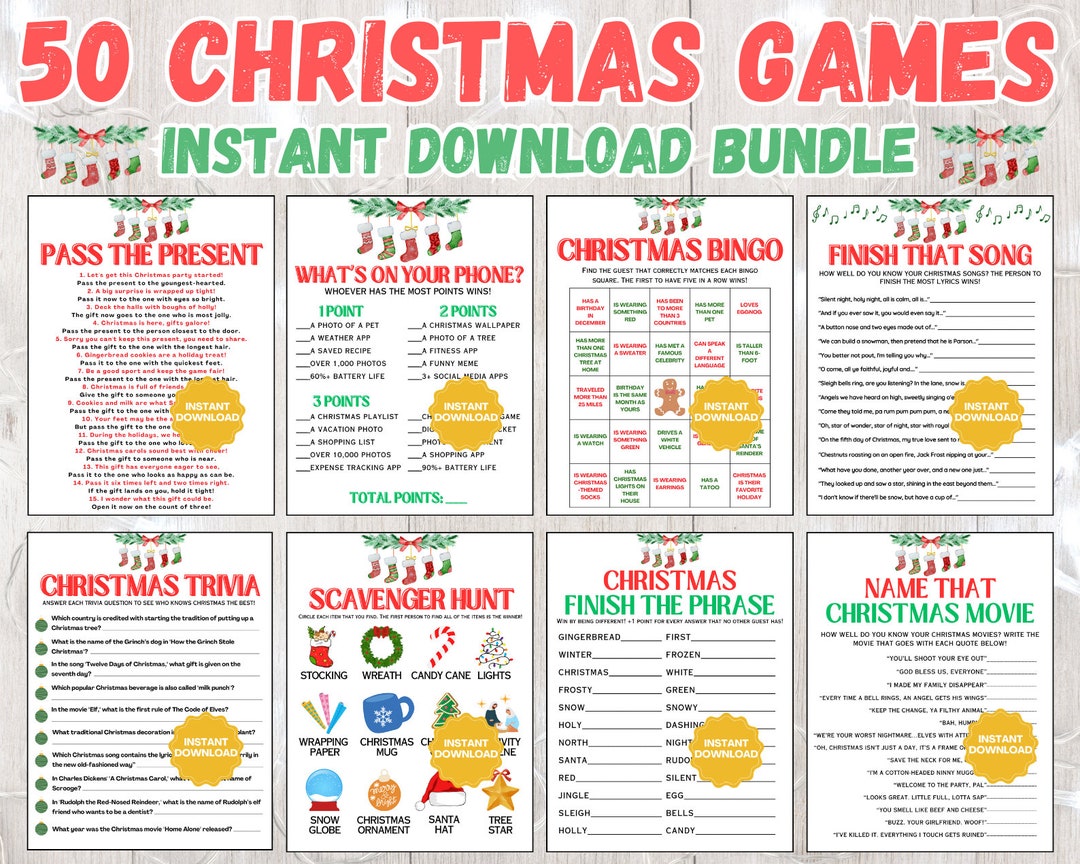 50 Christmas Games BUNDLE | Christmas Party Games | Christmas Game ...