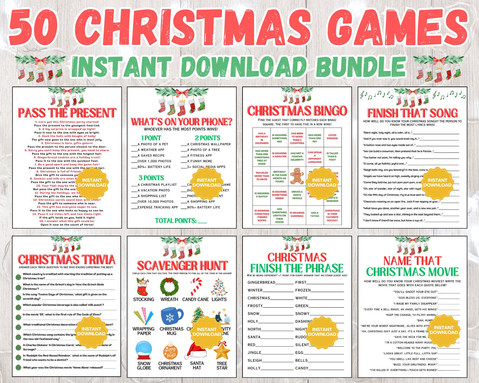 50 Christmas Games BUNDLE | Christmas Party Games | Christmas Game ...