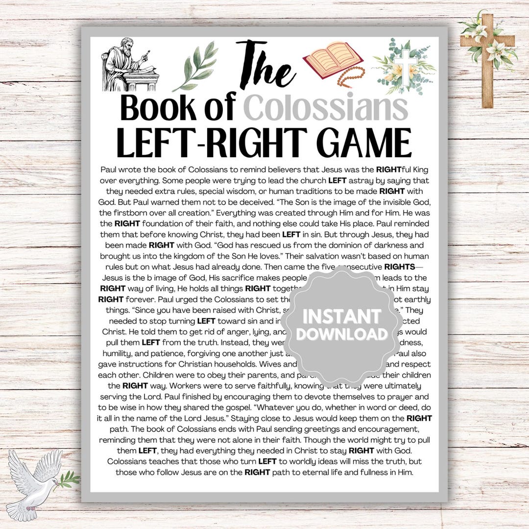Colossians Bible Game L Bible Left-right Game L Sunday School Church ...