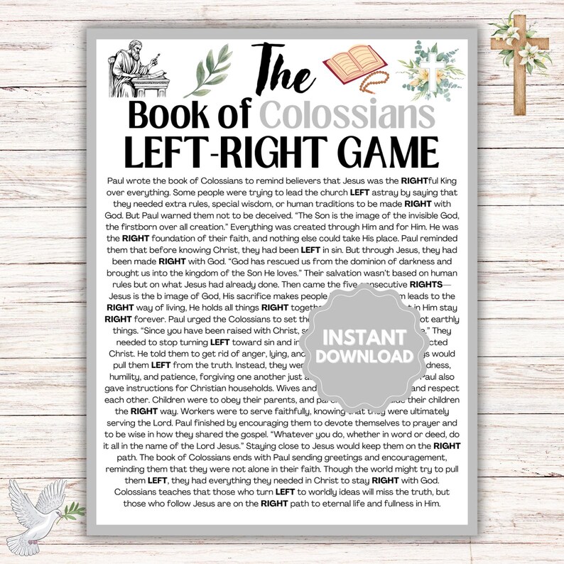 Colossians Bible Game L Bible Left-right Game L Sunday School Church ...