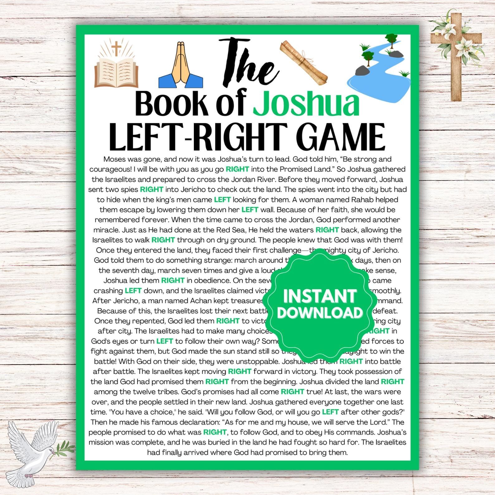 Joshua Bible Game L Bible Left-right Game L Sunday School Church Games ...