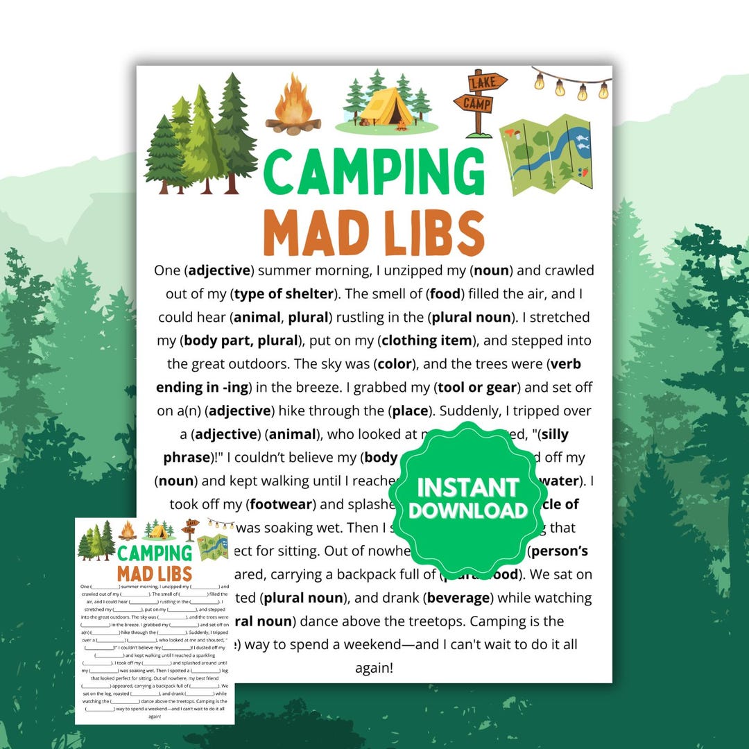 Camping Mad Libs | Fun Camping Games | Nature Libs Game | Family ...