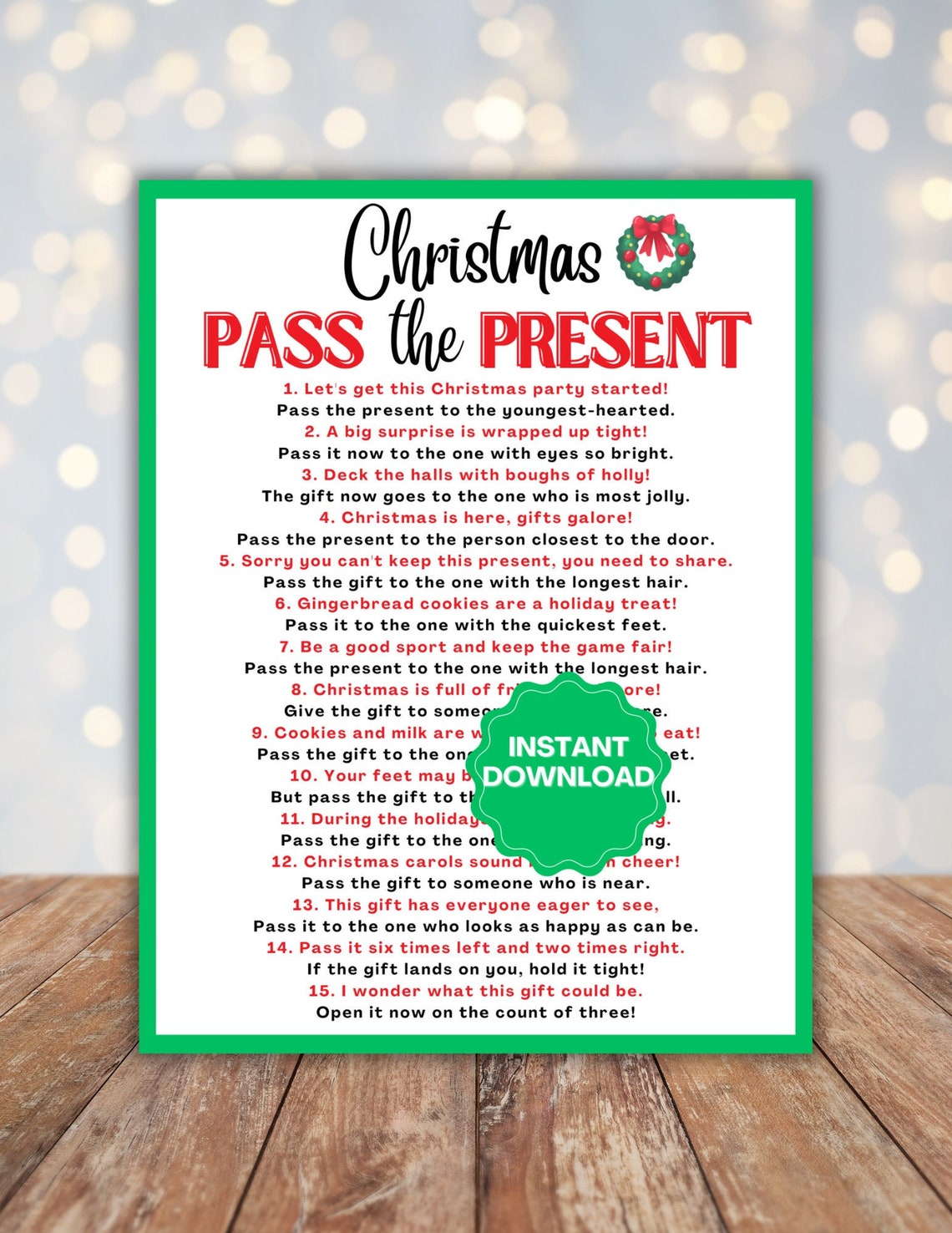 Christmas Games | Pass the Prize Printable | Pass the Present Game ...