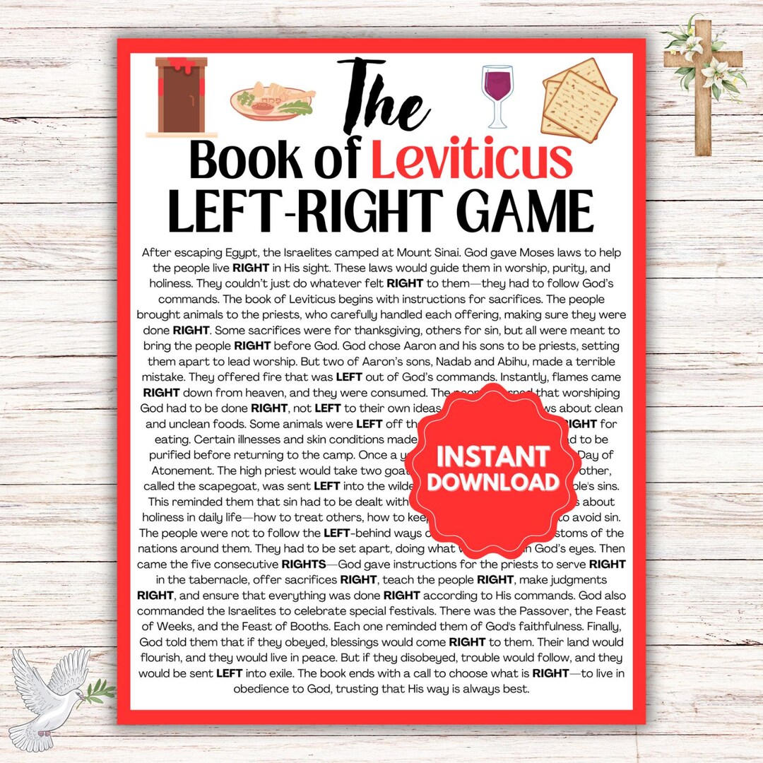 Leviticus Bible Game L Bible Left-right Game L Sunday School Church ...