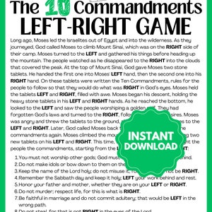 Bible Left-right Game L the Ten Commandments Game L Sunday School ...