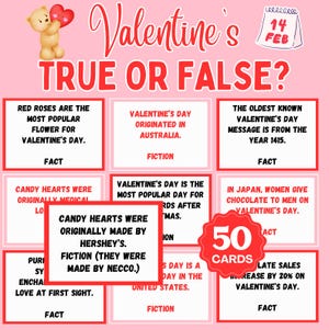 Valentine's True or False Valentine's Trivia Valentines Party Games ...