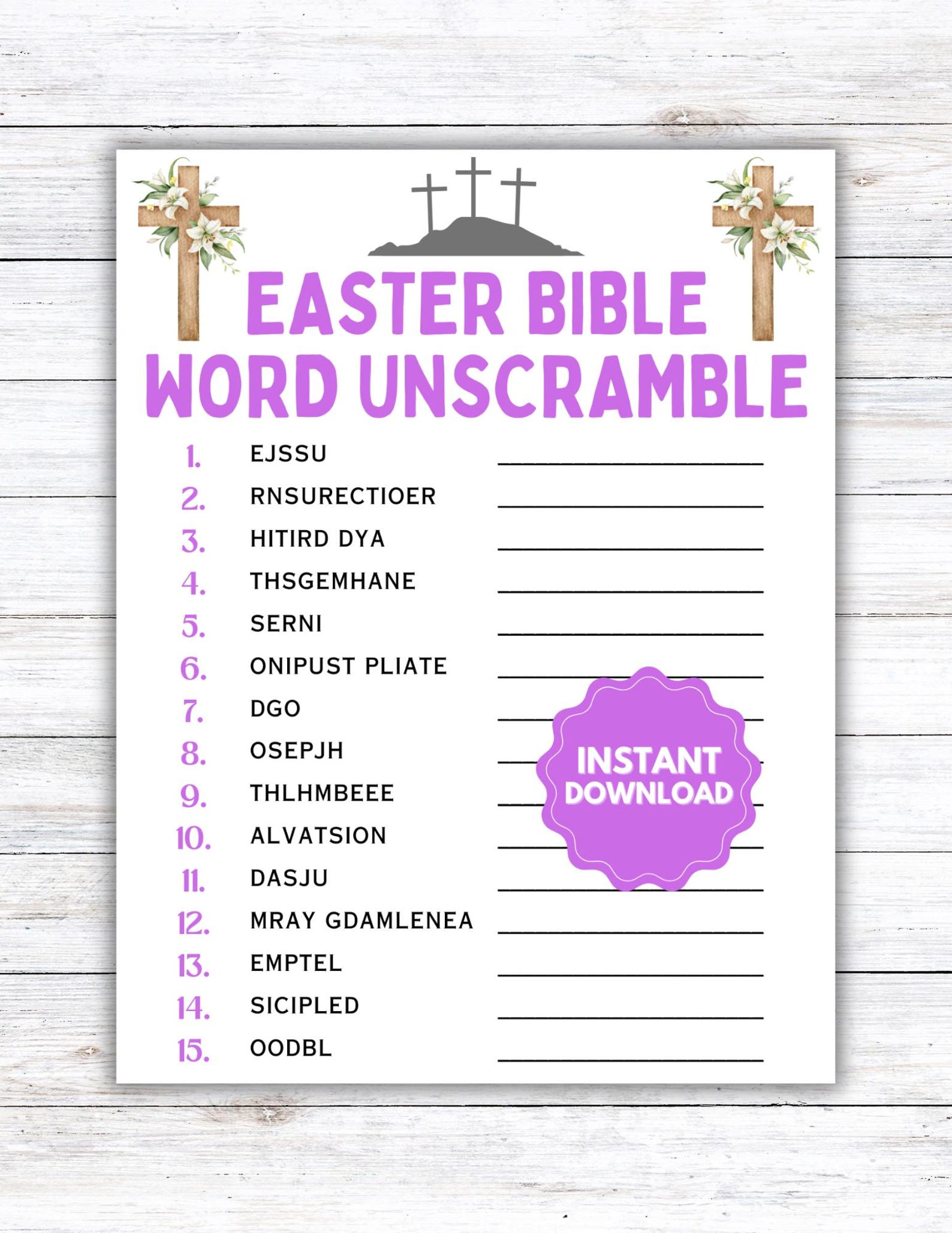 Easter Bible Word Unscramble | Easter Bible Word Puzzles | Easter Games ...