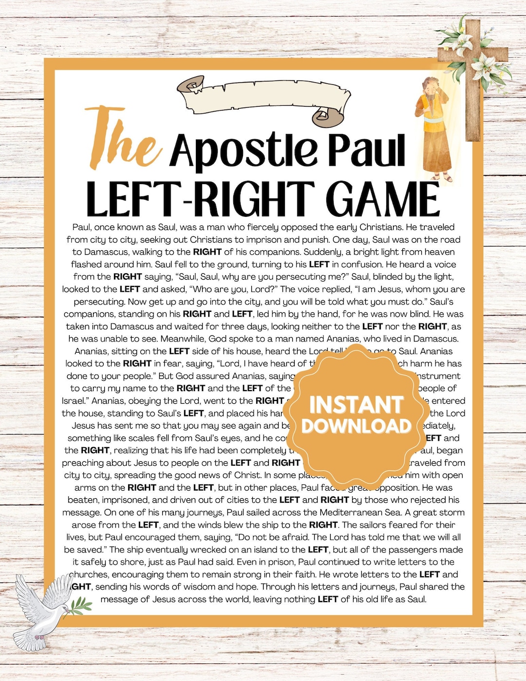 Bible Left-right Game L the Apostle Paul Game L Sunday School Church ...