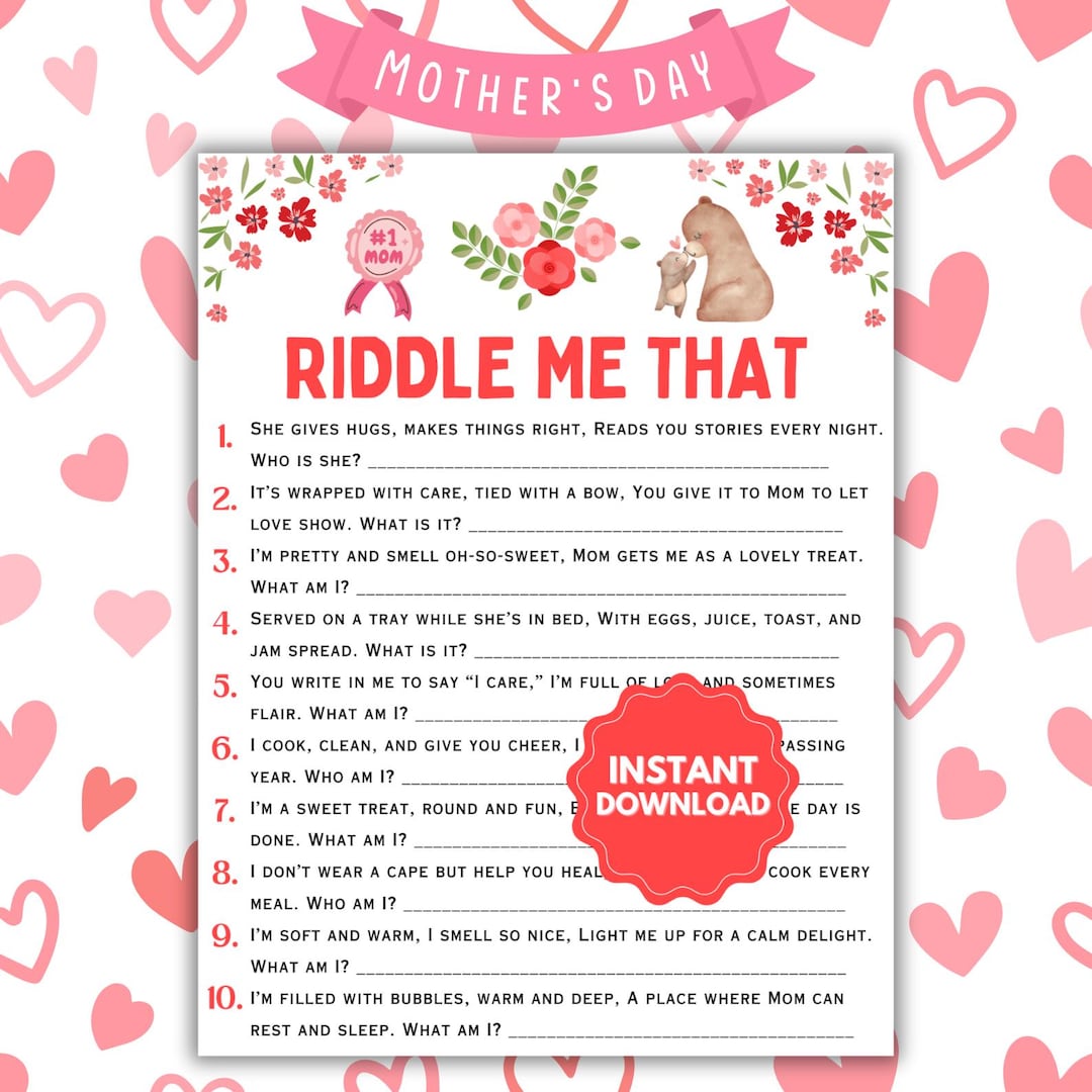 Mother's Day Riddles Game | Mother's Day Riddles | Funny Mother's Day ...