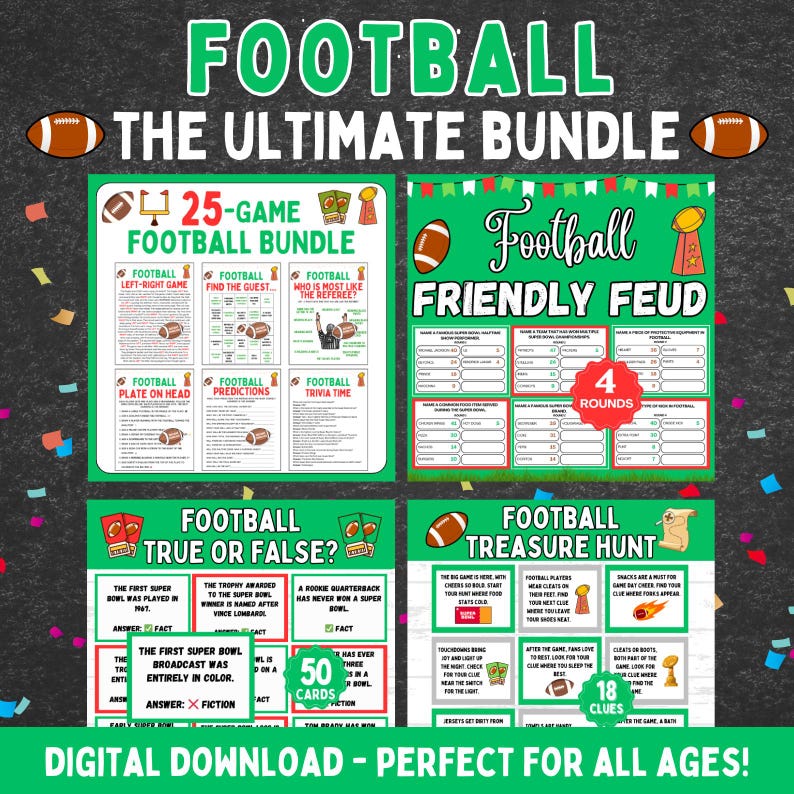 Ultimate Football Games BUNDLE | Printable Football Party Games ...