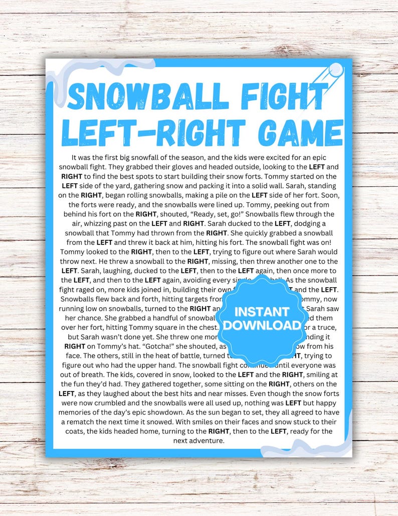 Left Right Christmas Game | the Snowball Fight | Left Right Christmas ...