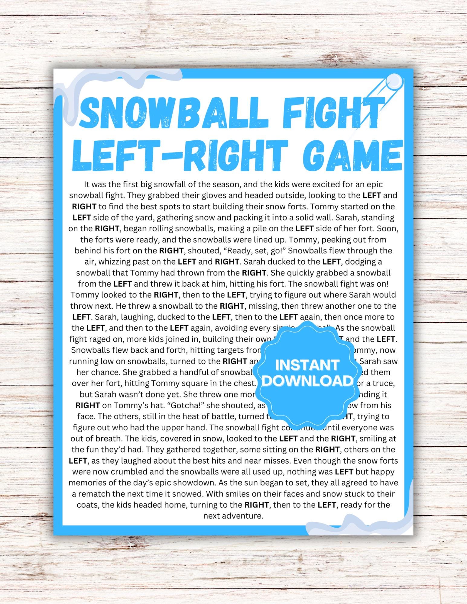 Left Right Christmas Game | the Snowball Fight | Left Right Christmas ...