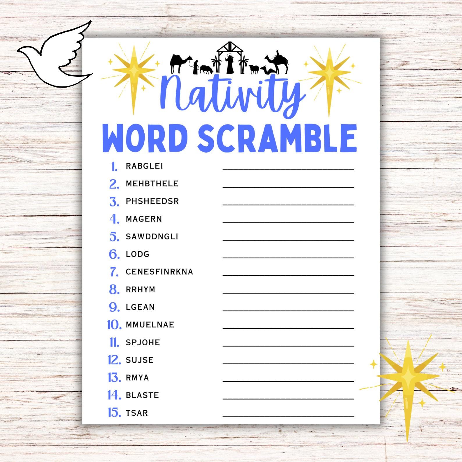Nativity Word Scramble | Bible Games | Christmas Games | Nativity Games ...