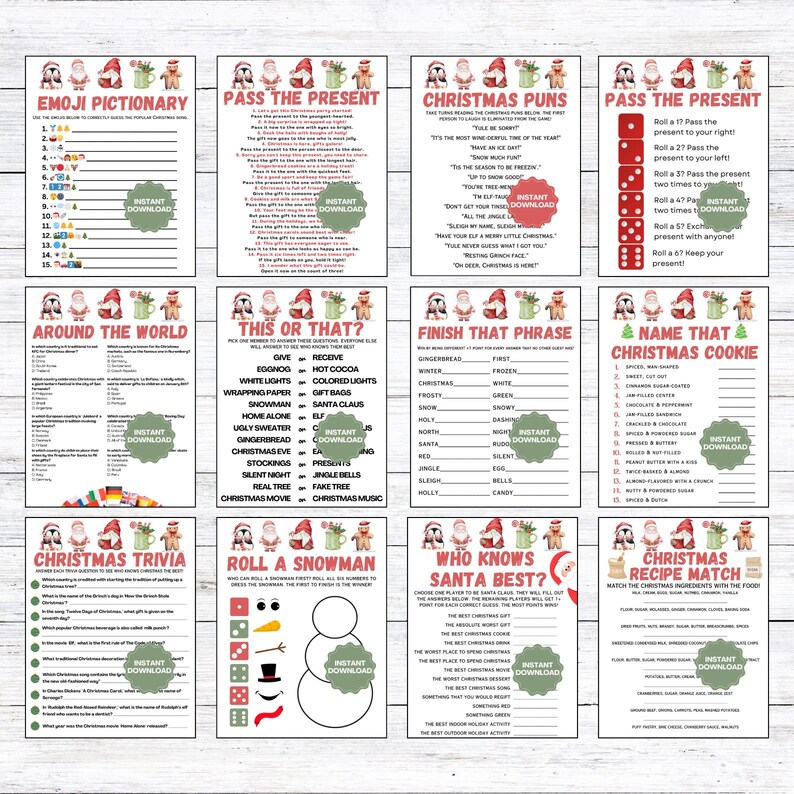 50 Christmas Games | Christmas Party Games | Christmas Game Bundle ...