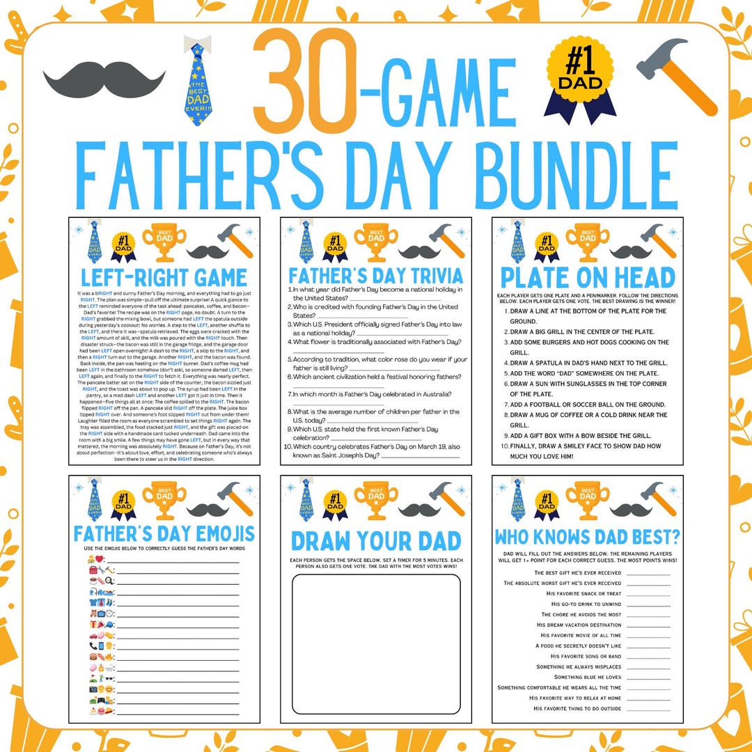 Father's Day Game Bundle | 30 Father's Day Games | Printable Father's ...