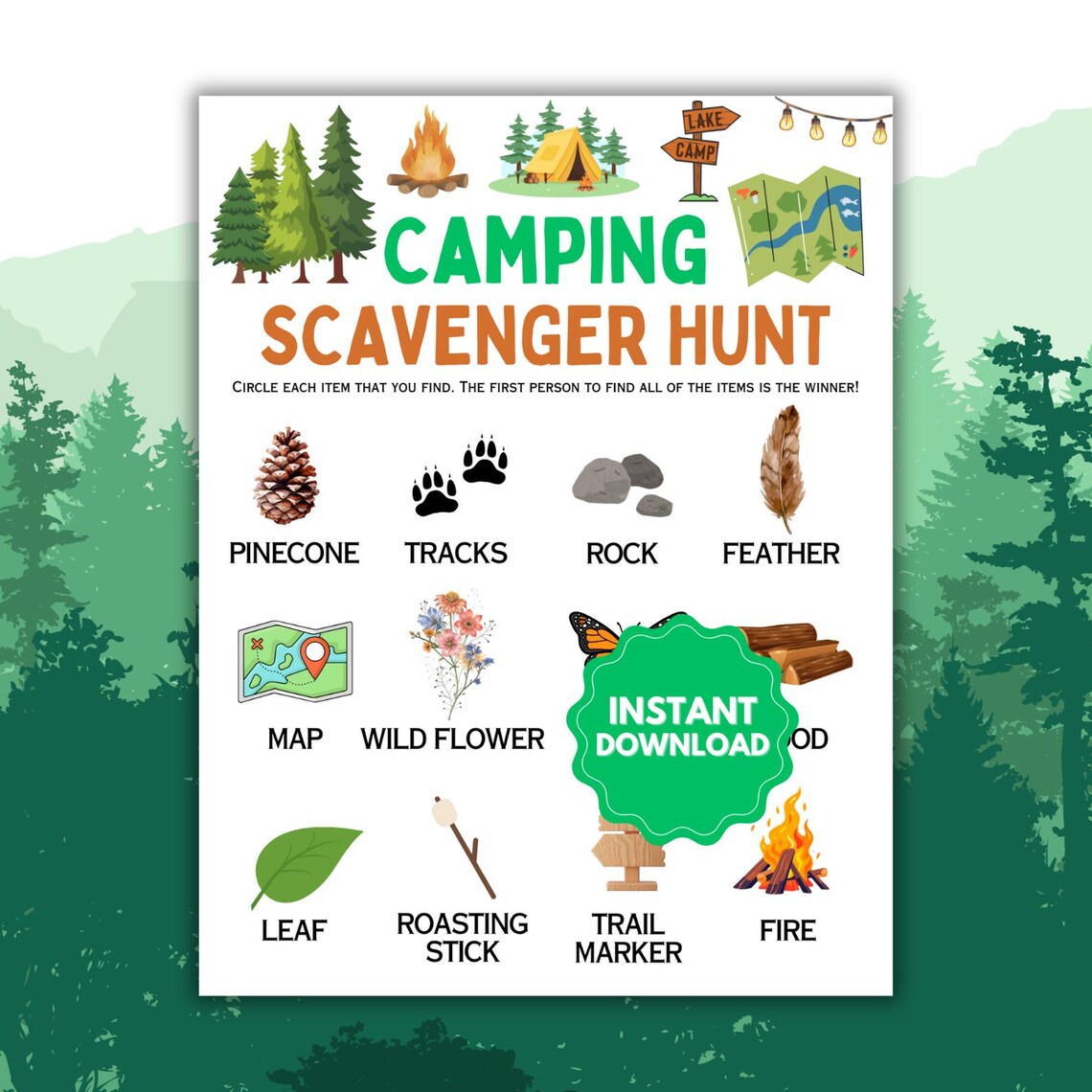Camping Nature Hunt | Fun Camping Game | Nature Scavenger Hunt Game ...