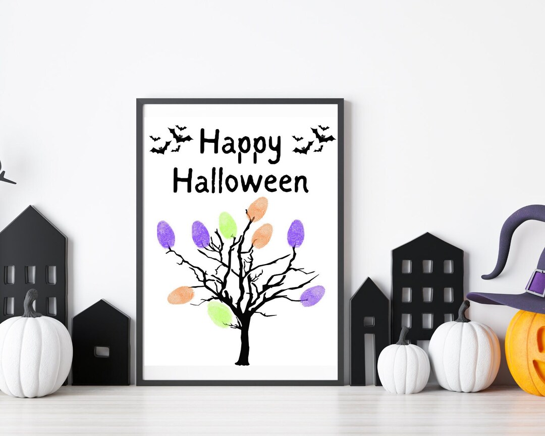 Halloween Fingerprint Tree Craft | Halloween Themed Crafts | Halloween ...