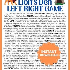 Bible Left-right Game L Daniel & Lion's Den Game L Sunday School Church ...