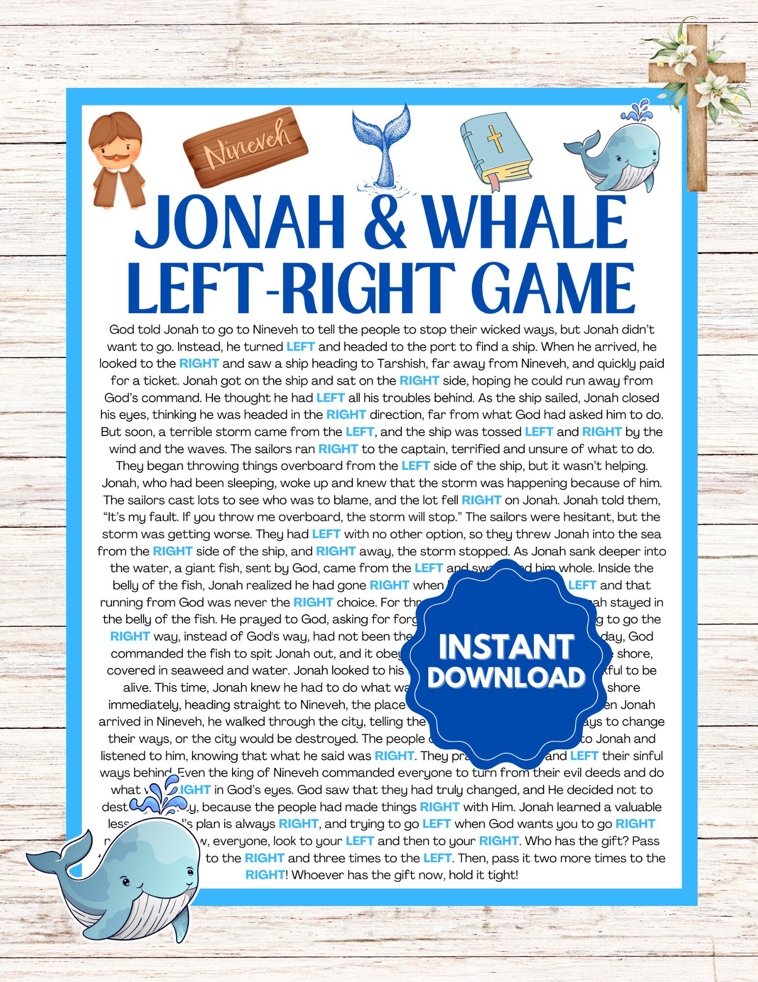 Bible Left-right Game L Jonah and the Whale Game L Sunday School Church ...