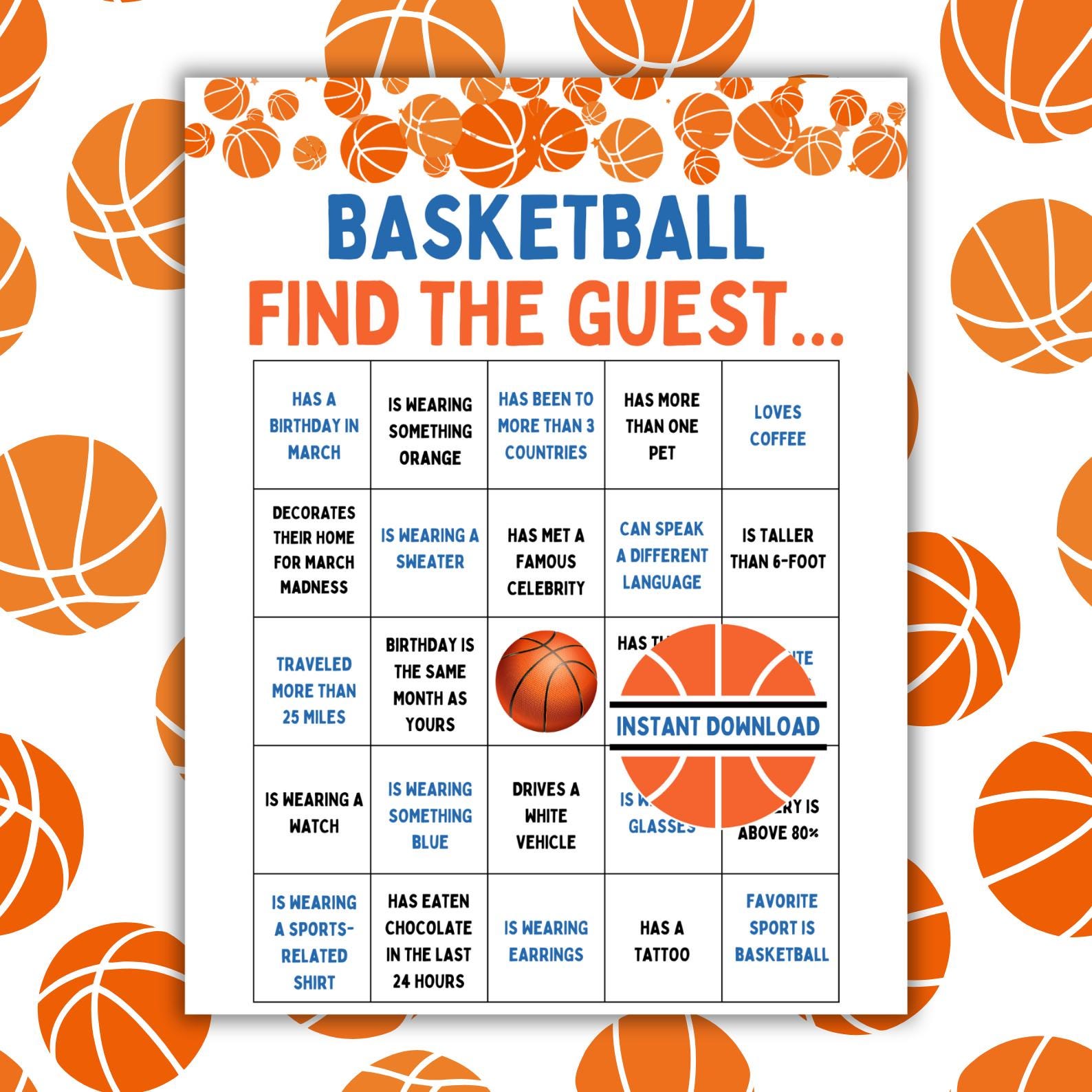 Basketball Bingo L Fun Basketball Games L Printable Basketball Games L ...