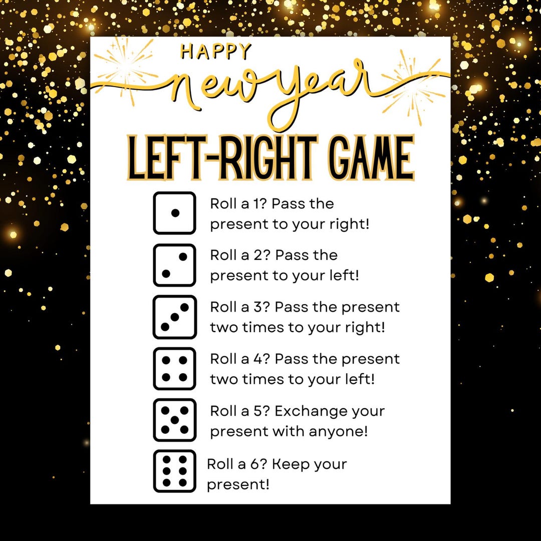New Year's Pass the Present New Year's Party Games Left Right New Year ...