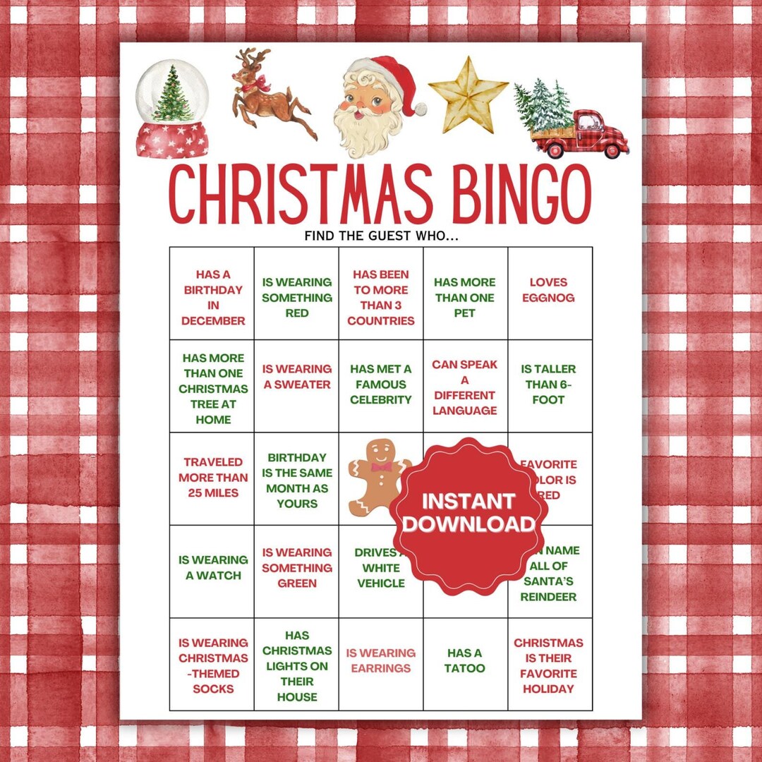 Christmas Bingo Christmas Find the Guest Bingo Holiday Bingo Game ...