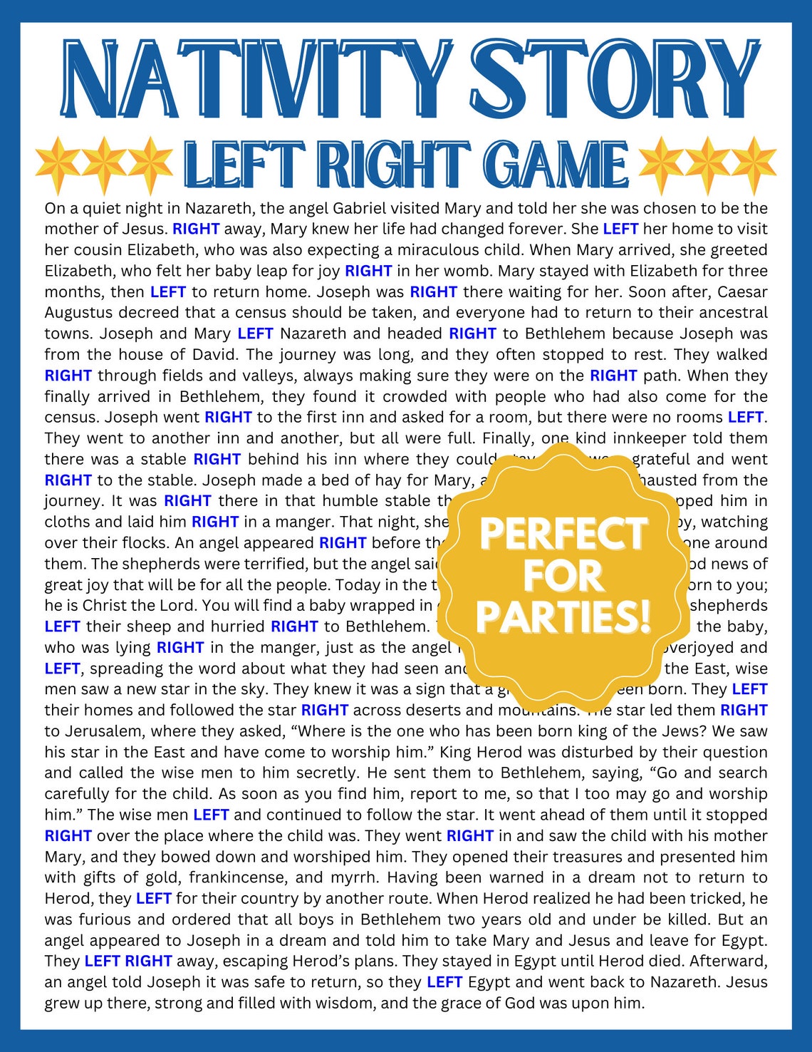 Left Right Nativity Story Game | Left Right Christmas Game | Left Right ...