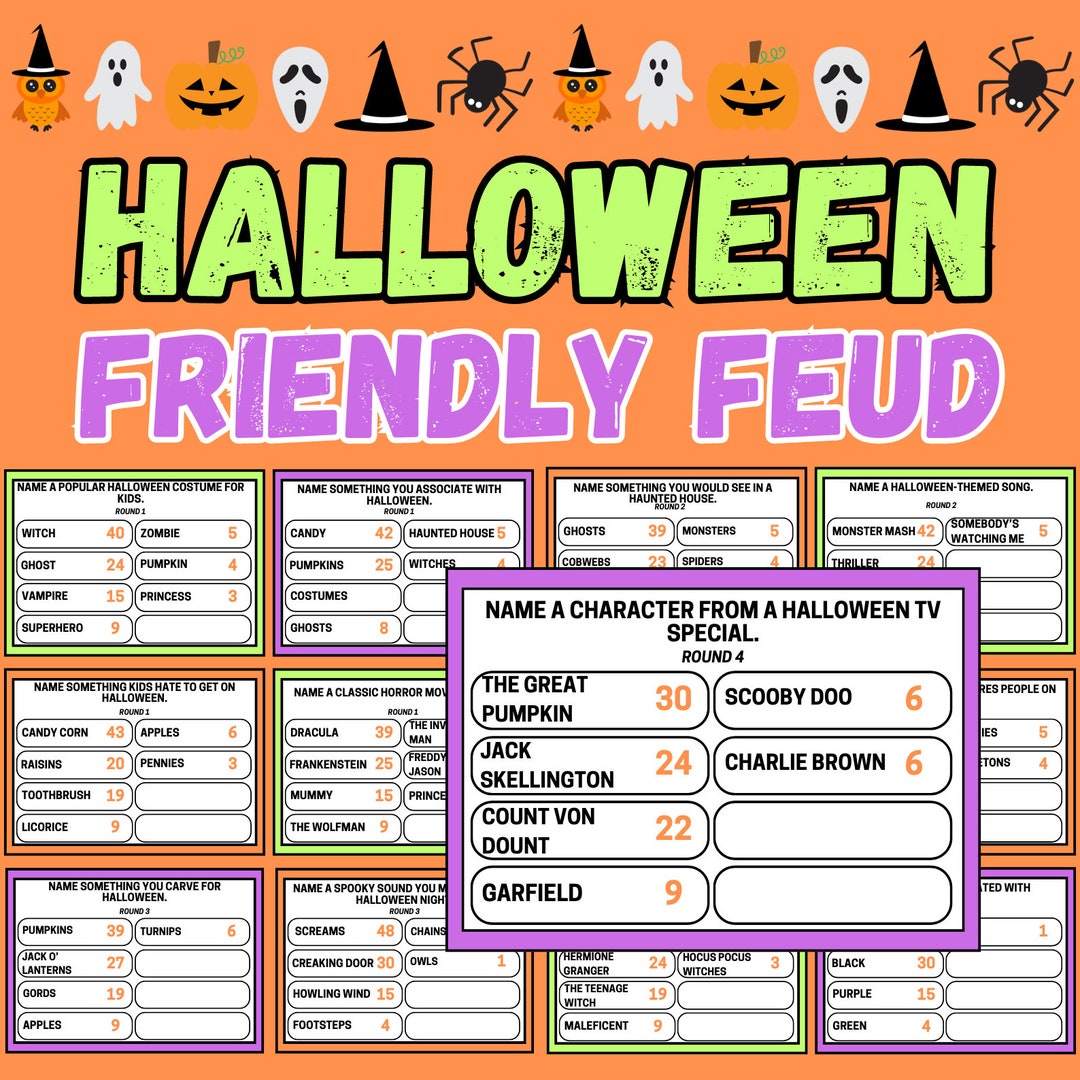 Halloween Friendly Feud | Halloween Party Game | Fall Party Games ...