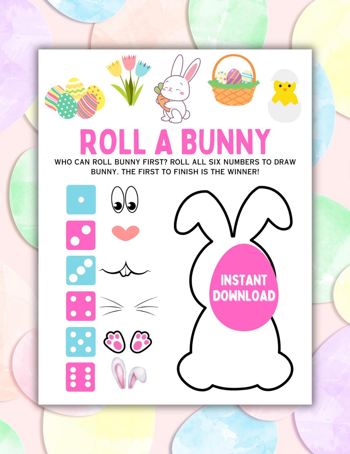 Roll the Easter Bunny | Fun Easter Games | Easter Dice Game | Roll a ...