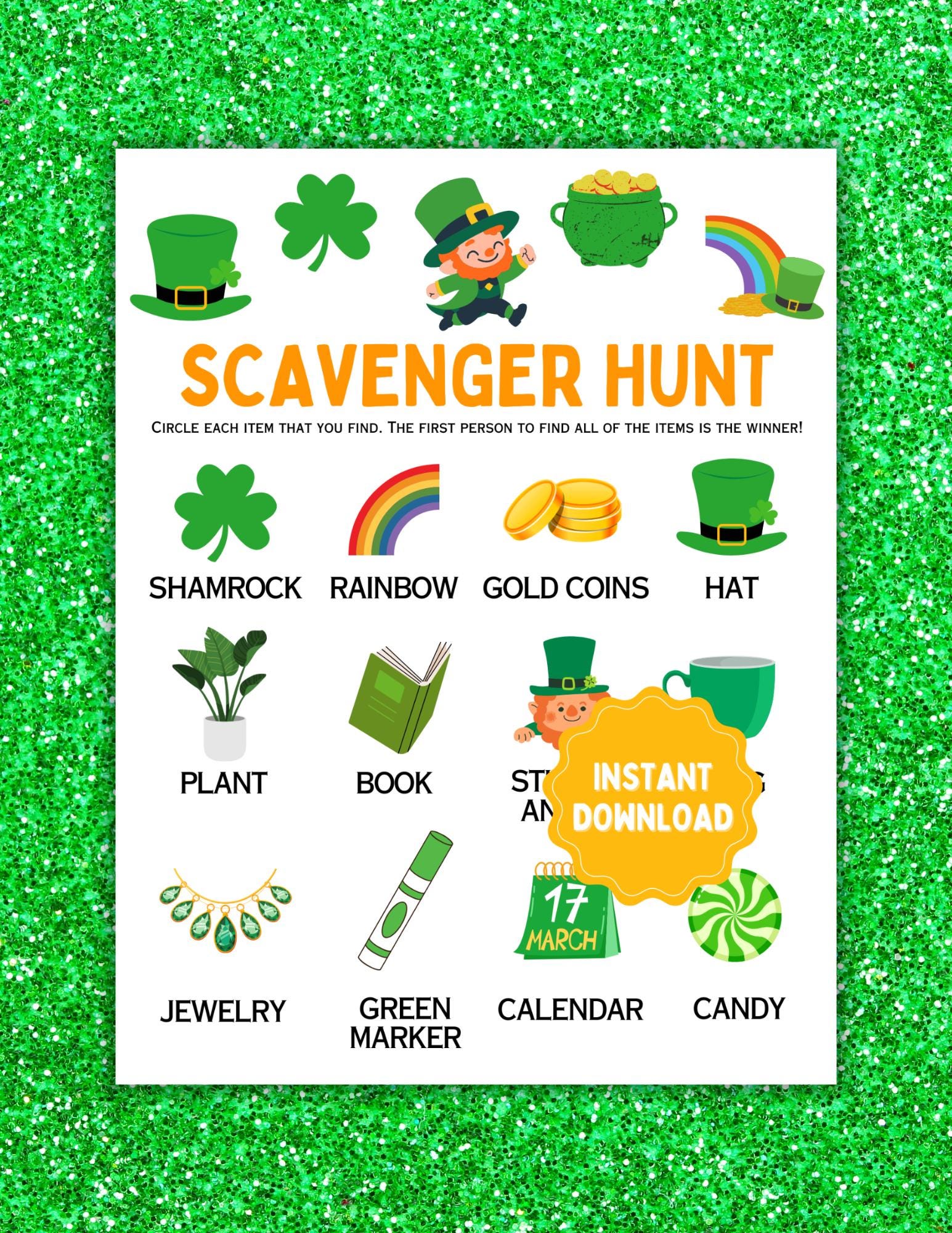 St. Patrick's Scavenger Hunt | St. Patrick's Printable Game | St. Paddy ...