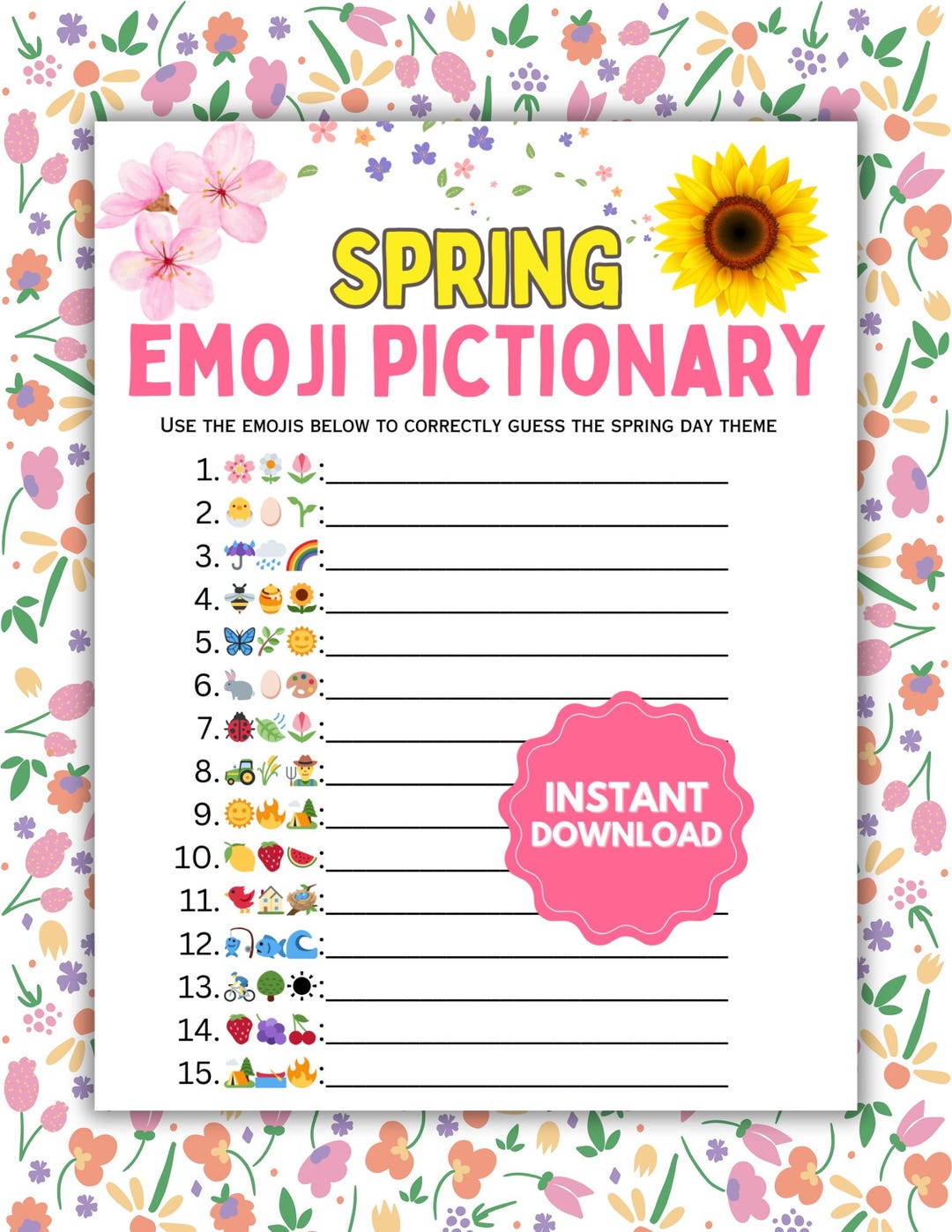 Spring Emoji Game | Spring Emoji Pictionary Game | Spring Emoji ...