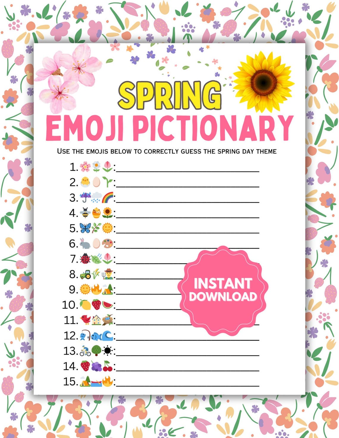 Spring Emoji Game | Spring Emoji Pictionary Game | Spring Emoji ...