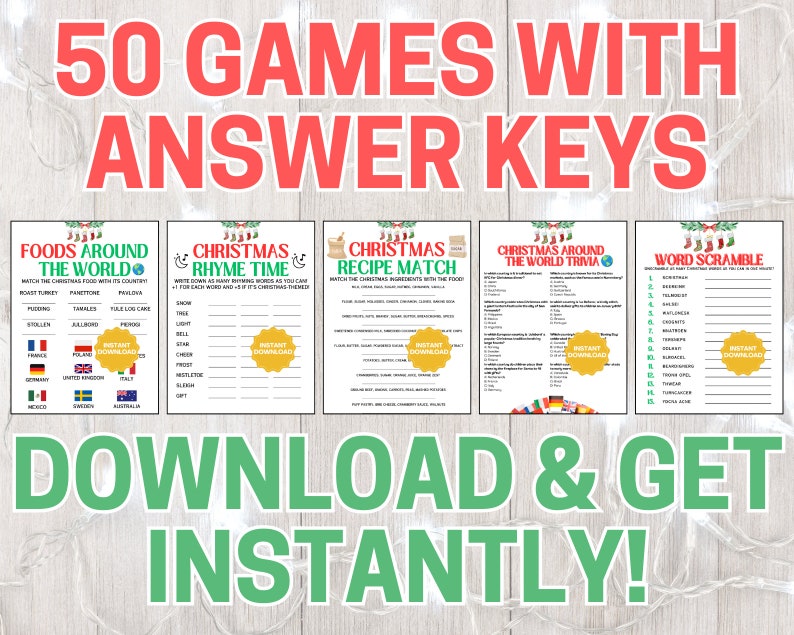 50 Christmas Games BUNDLE | Christmas Party Games | Christmas Game ...