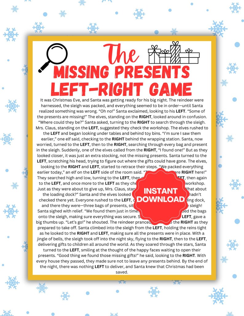 Left Right Christmas Game | Christmas Story Game | Left Right Christmas ...