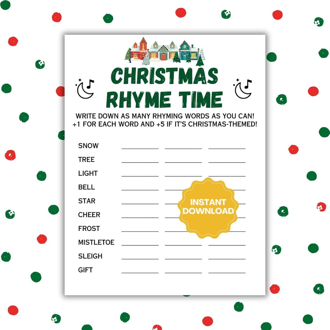 Christmas Rhyming Game Christmas Party Games Fun Christmas Game ...