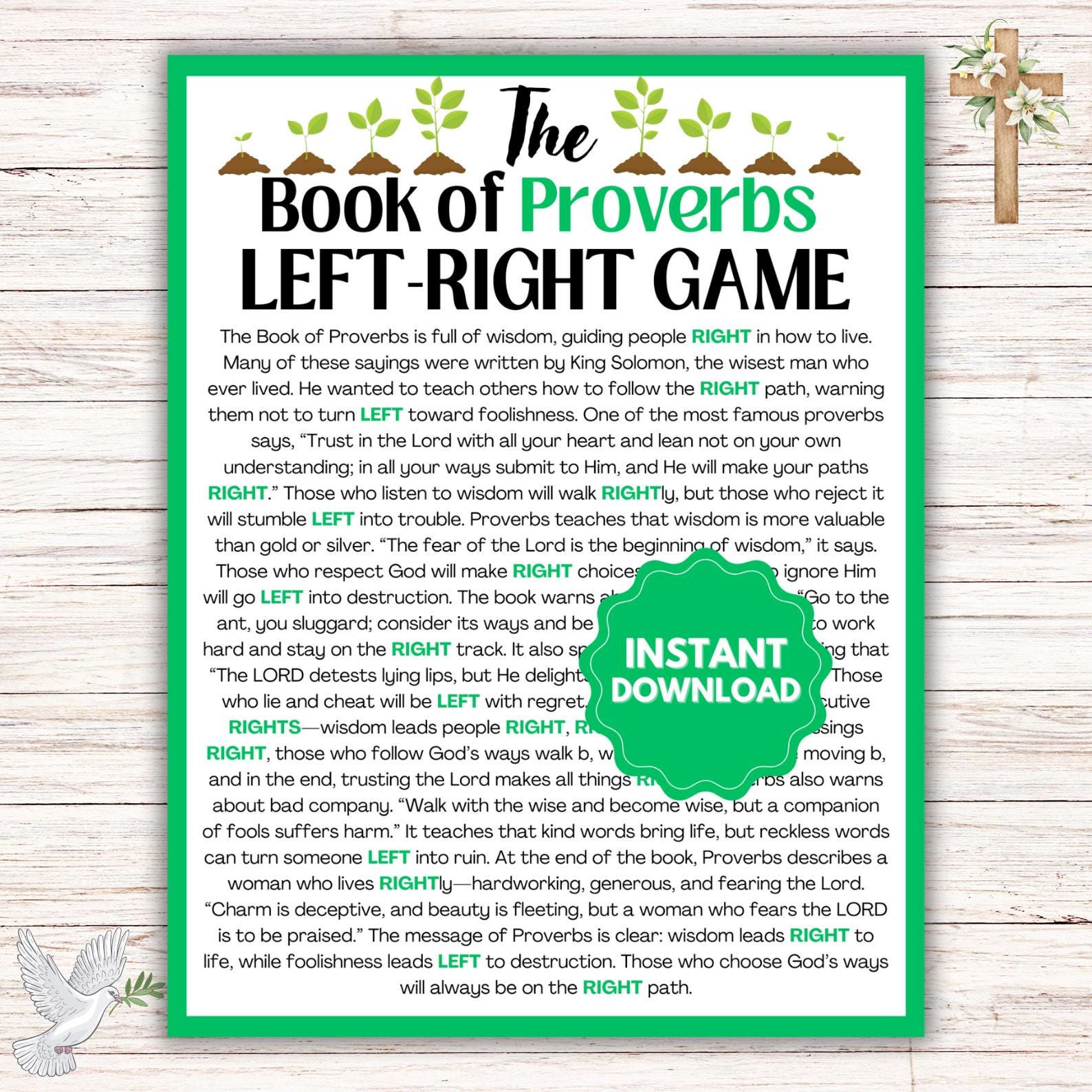 Proverbs Bible Game L Bible Left-right Game L Sunday School Church ...