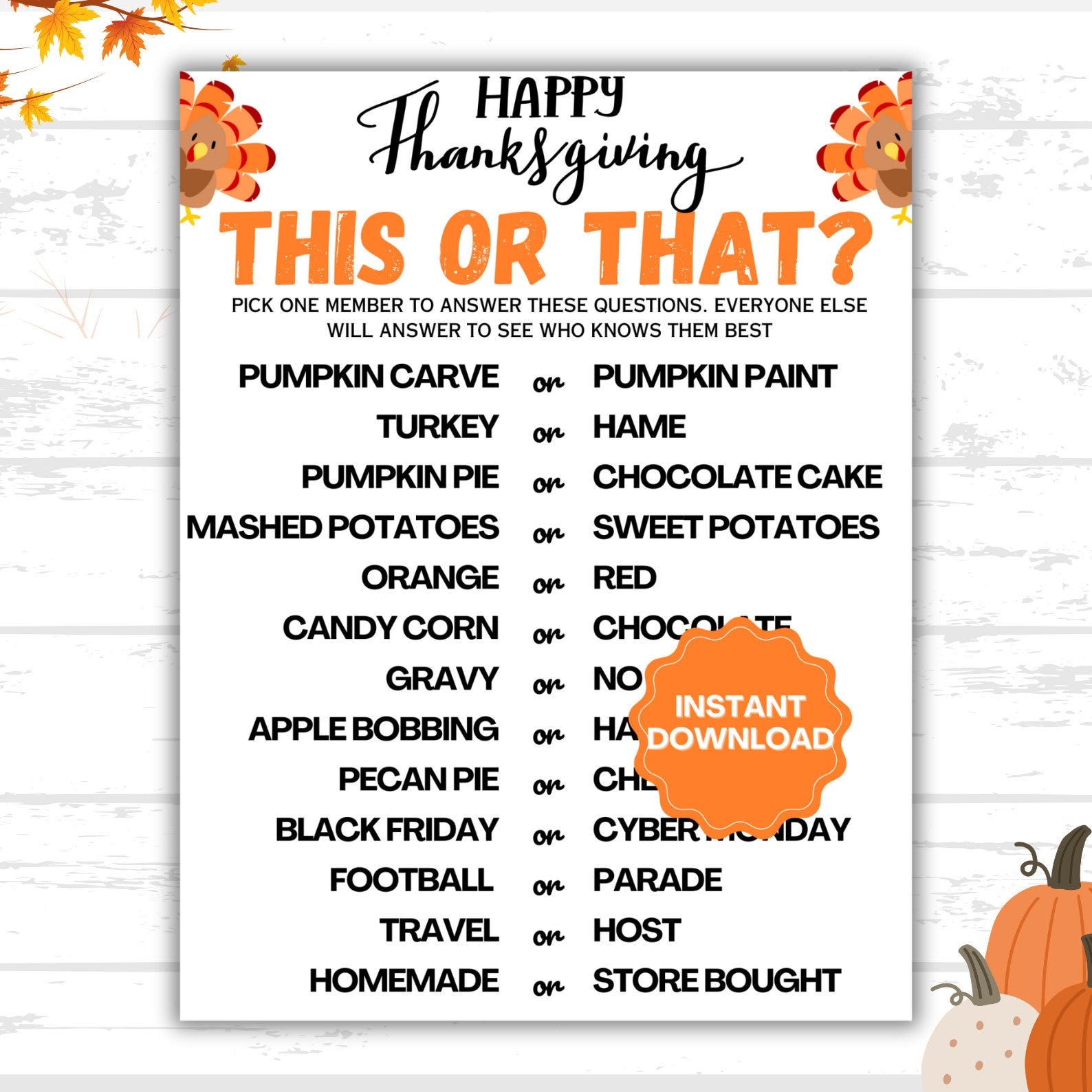 Thanksgiving This or That? | Thanksgiving Party Games | Thanksgiving ...