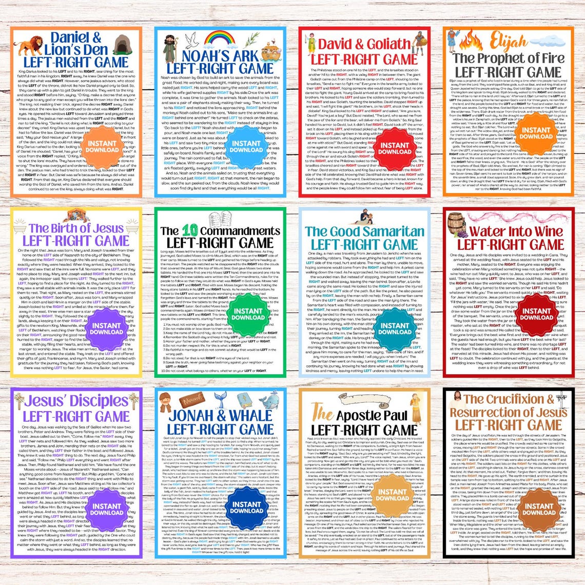 25 Bible Left-right Games L Fun Bible Games L Left-right Sunday School ...