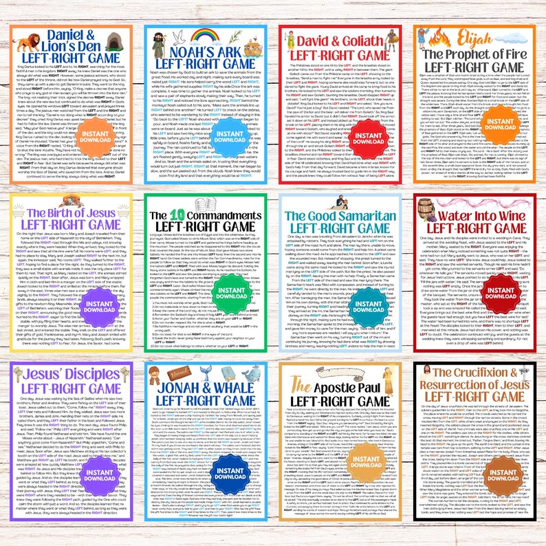 25 Bible Left-right Games L Fun Bible Games L Left-right Sunday School ...