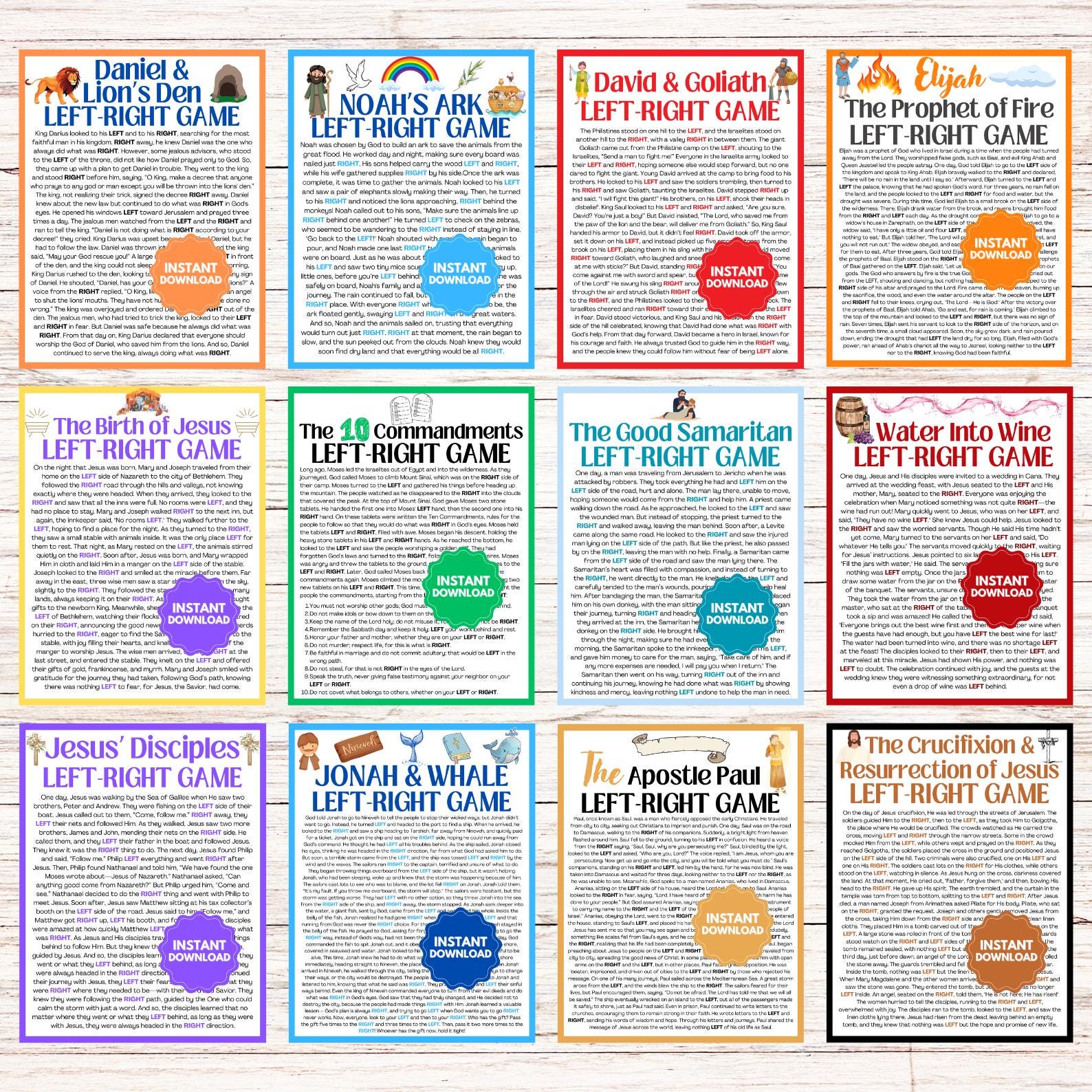 25 Bible Left-right Games L Fun Bible Games L Left-right Sunday School ...