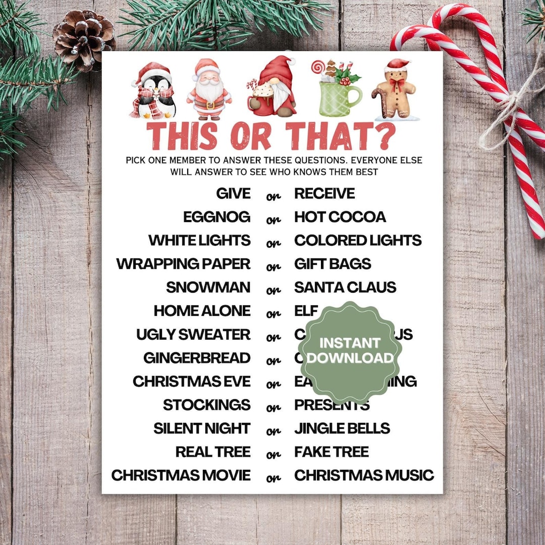 This or That Christmas Game | Christmas Party Game | Christmas Think ...
