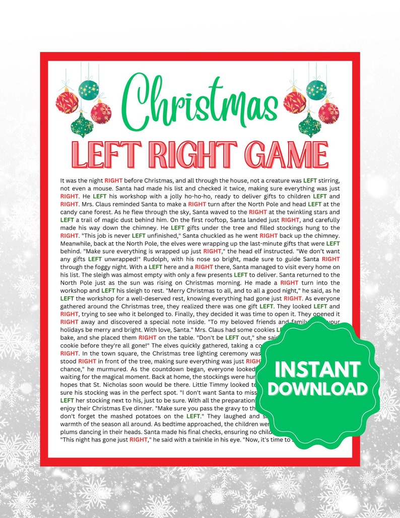 Left Right Christmas Story | Left Right Christmas Game | Left Right ...